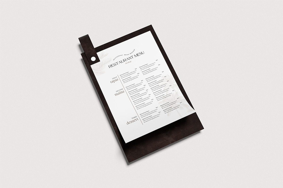 High Quality Restaurant Menu Mockup, an Advertising Mockup by swsi-studio