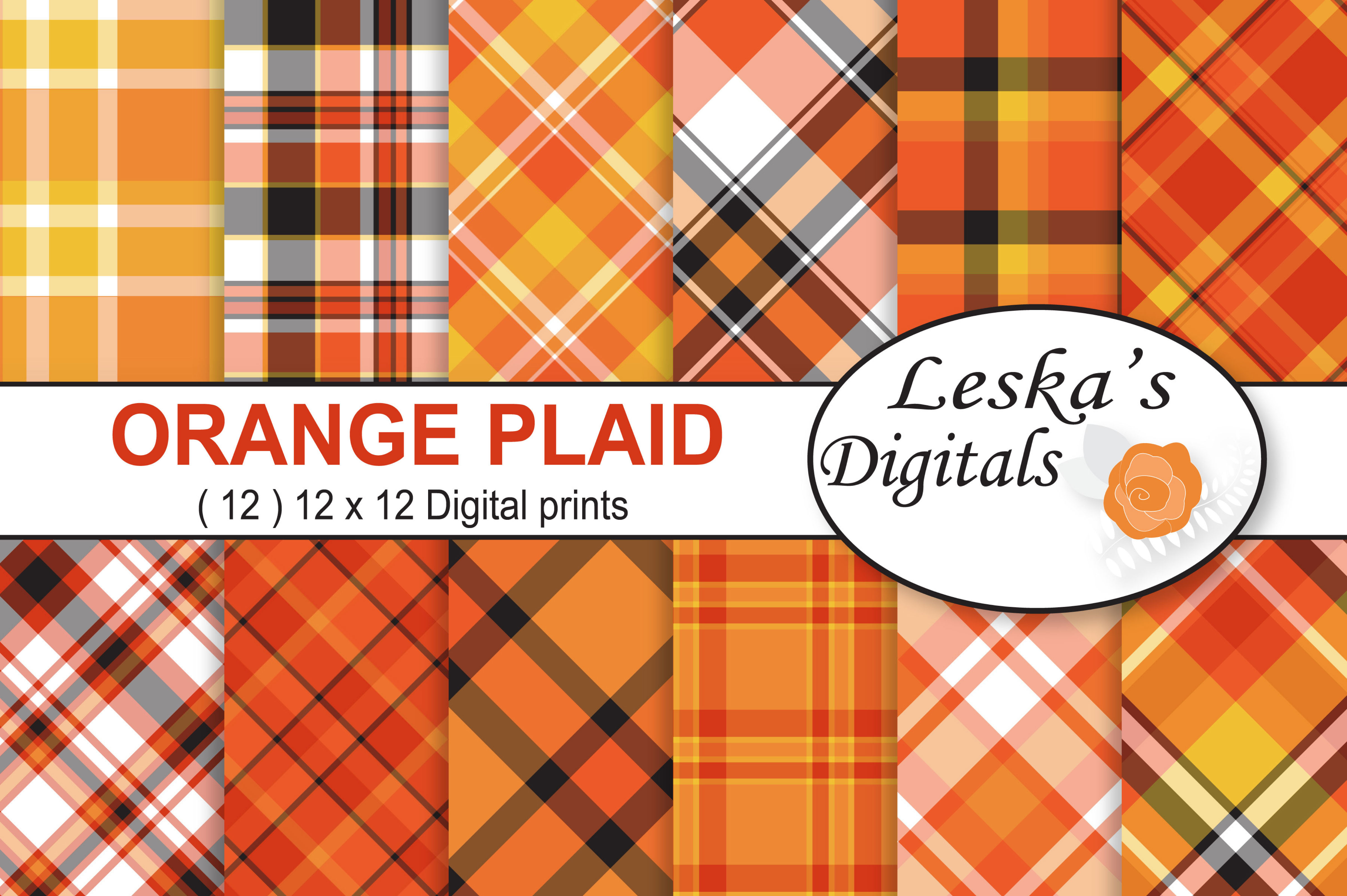 Fall Autumn Plaid Digital Paper, a Pattern Graphic by Leska's Digitals