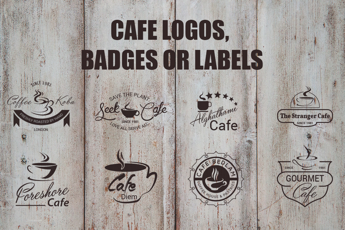 Cafe Logos, Badges or Labels, a Branding & Logo Template by Creative Stall