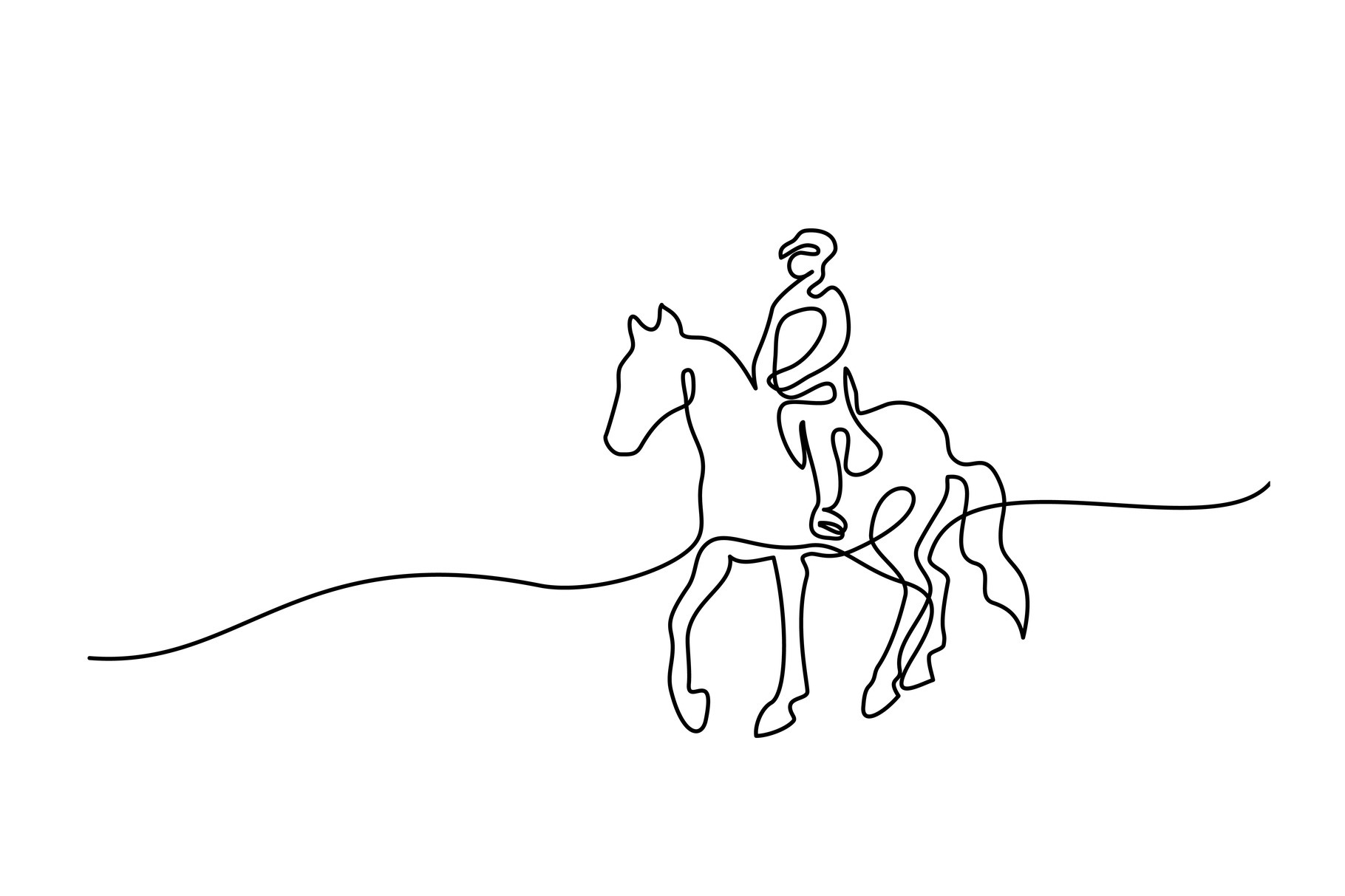one line drawing. Horse logo, a Decorative Illustration by Valenty