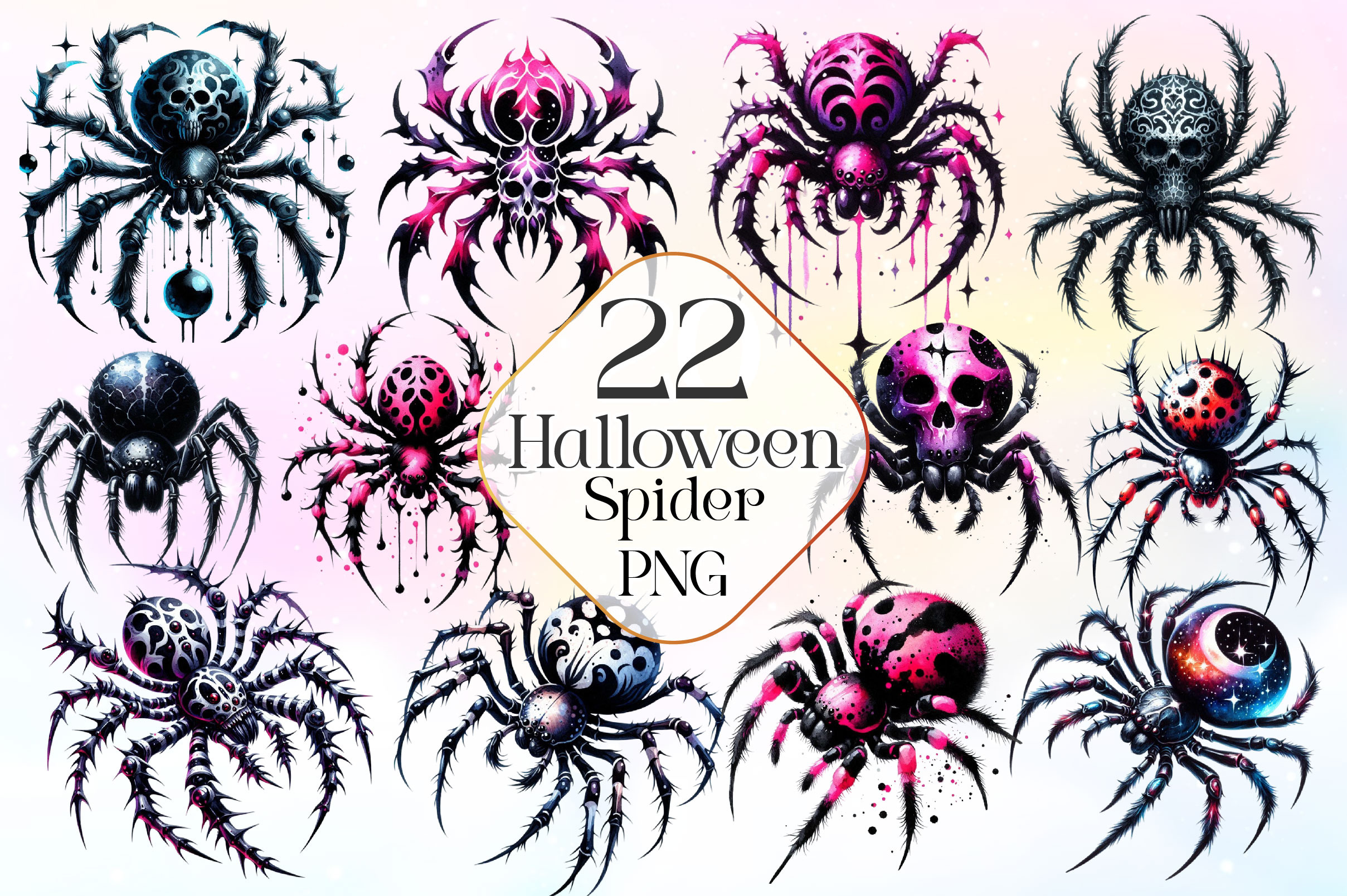 Halloween clipart, Spider clipart, a Work Illustration by LiustoreCraft