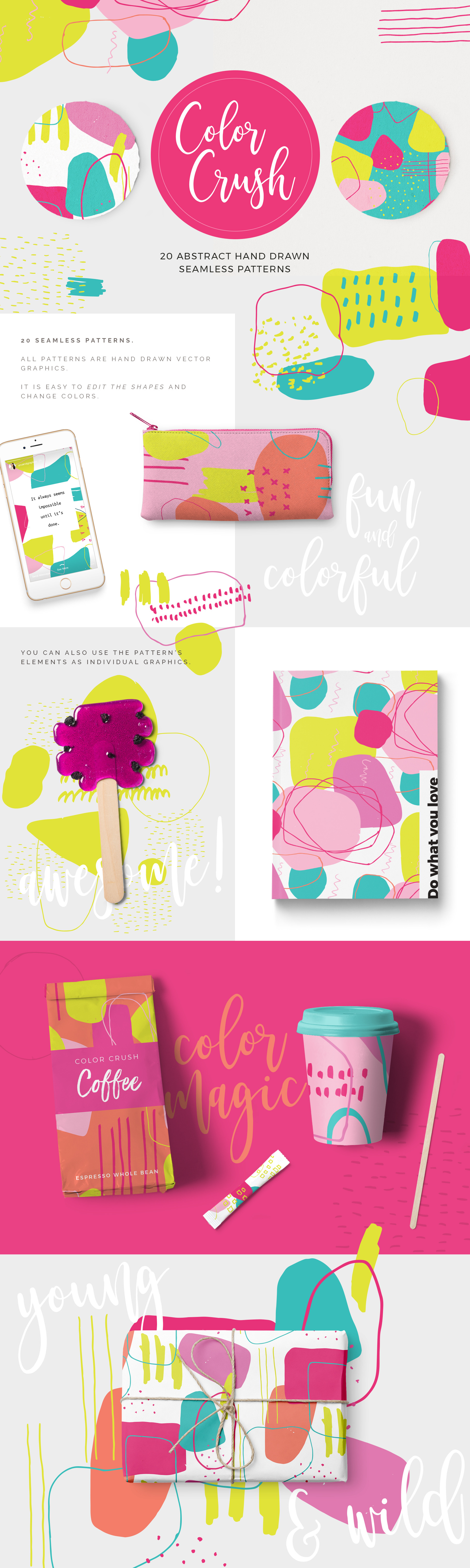 Color Crush Abstract Patterns, a Pattern Graphic by Youandigraphics