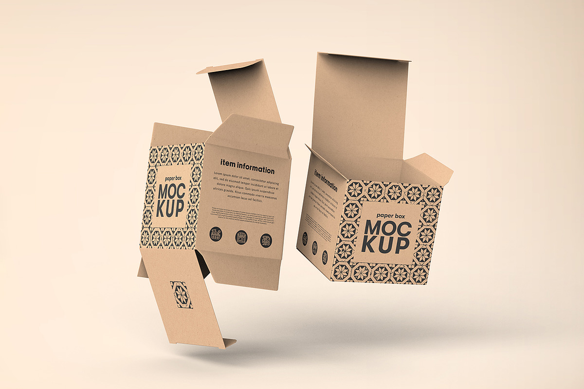 Square Kraft Box Mockup PSD
