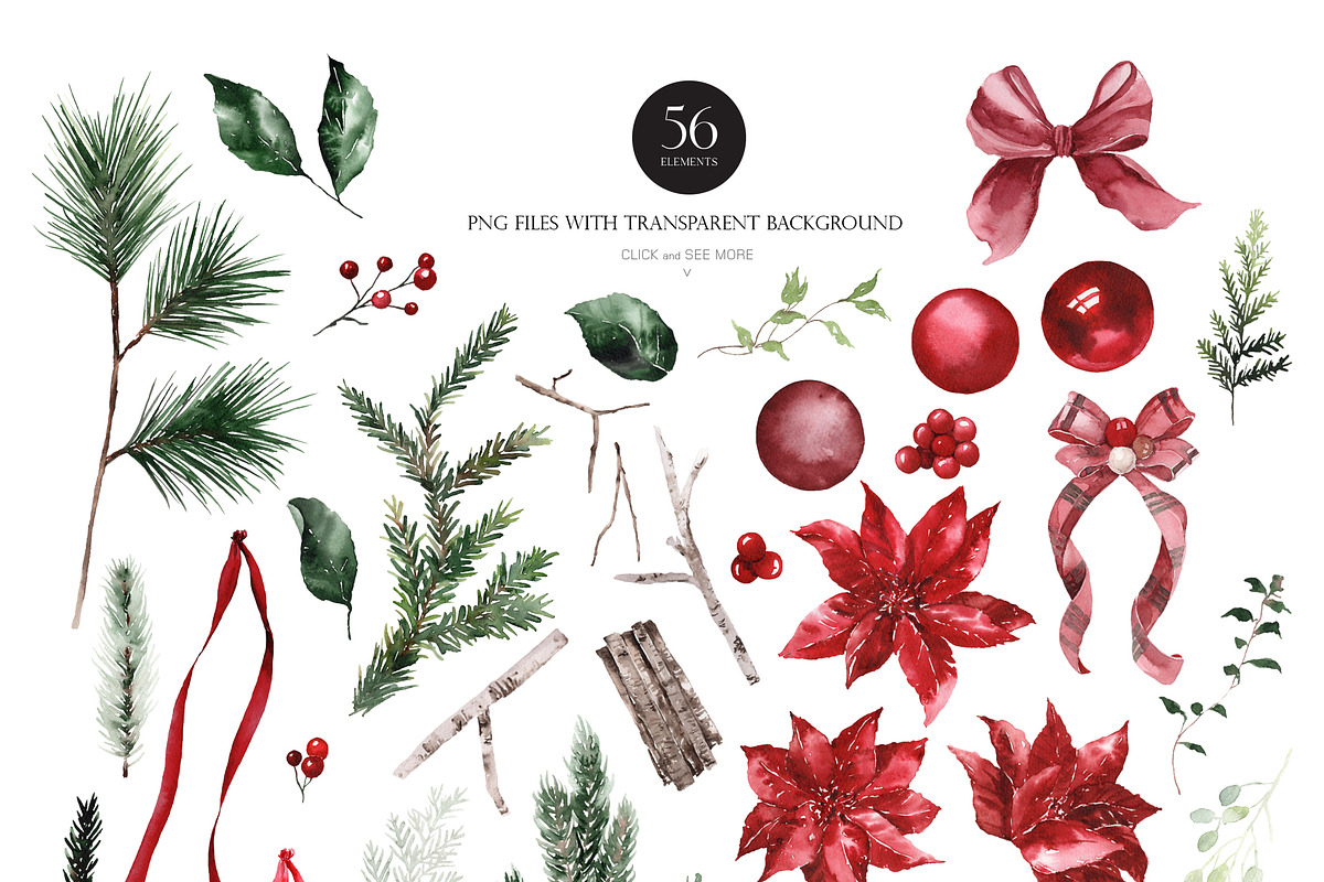 Watercolor clipart - Christmas, a Decorative Illustration by Beigetime ...