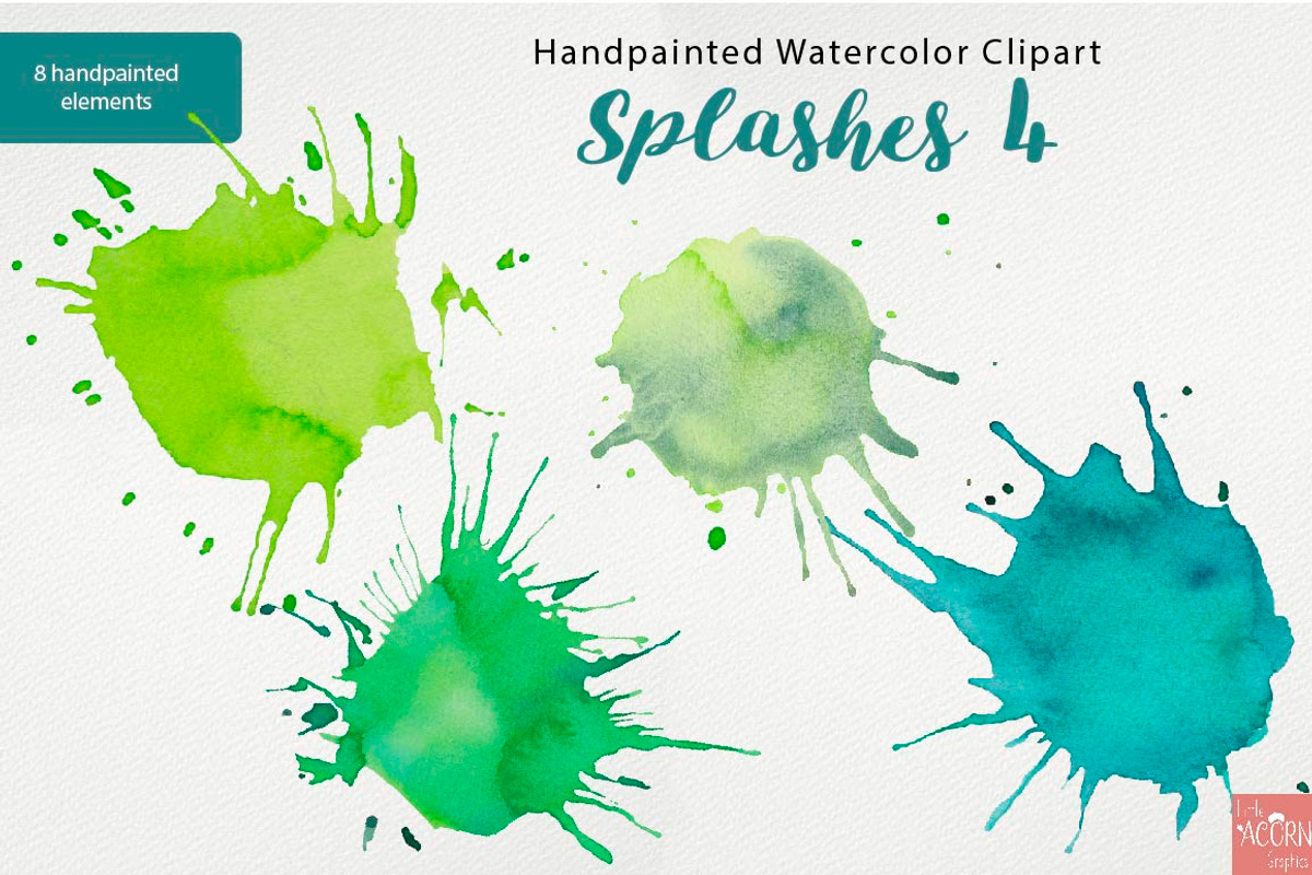 Watercolor Clipart Paint Splashes 4, an Illustration by LittleAcornGraphics