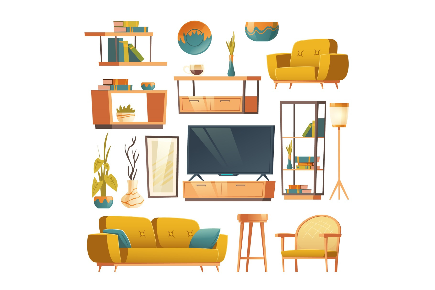 Living room interior set of, an Object Graphic by art PVP - market