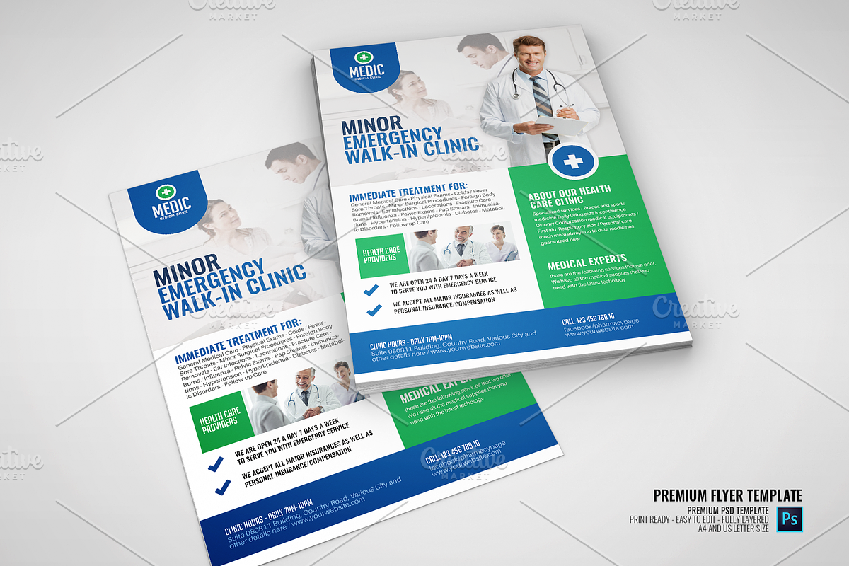 Medical Clinic Flyer, a Flyer Template by PSDPixel | Creative Market