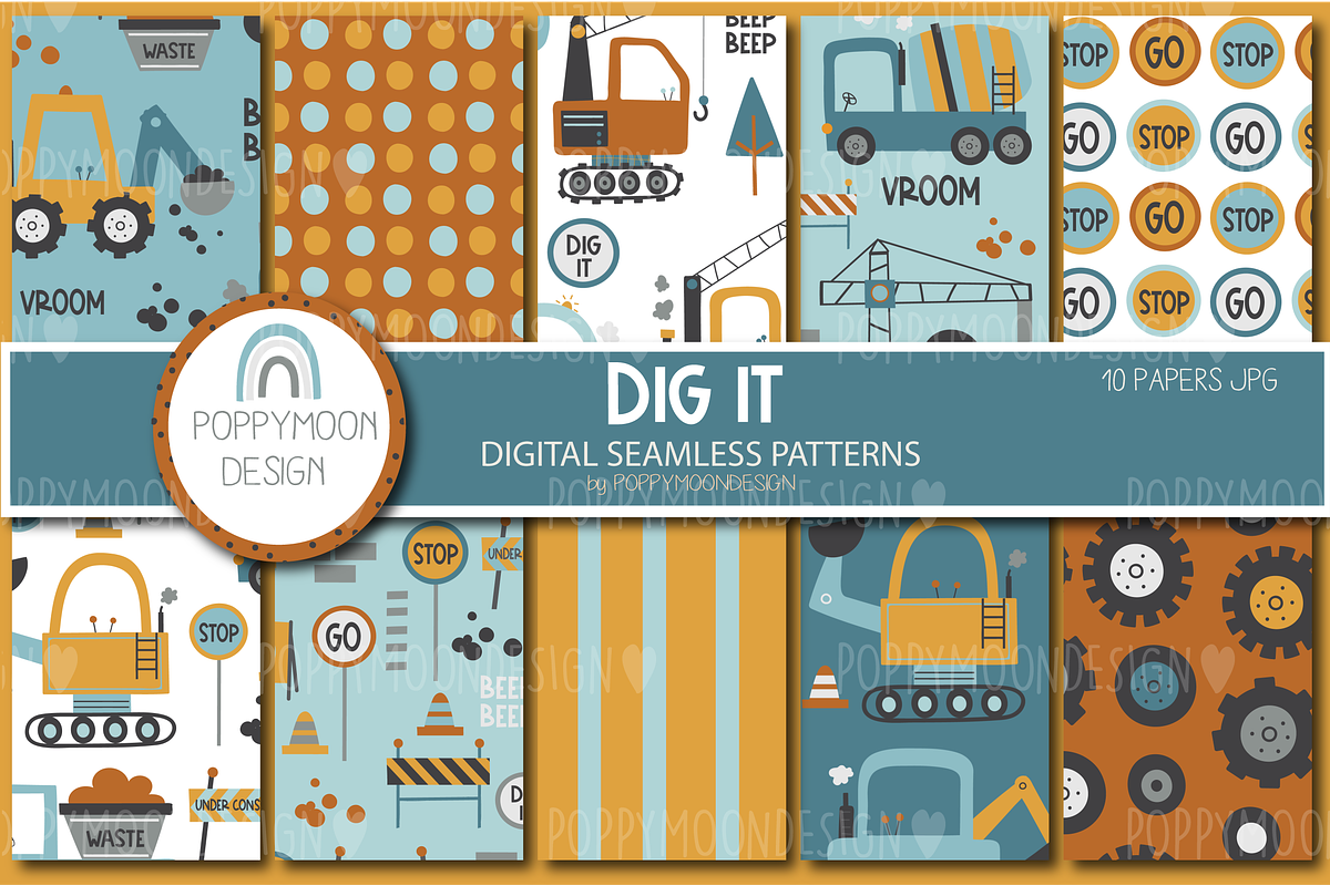 DIG IT set, a Background Graphic by Poppymoondesign