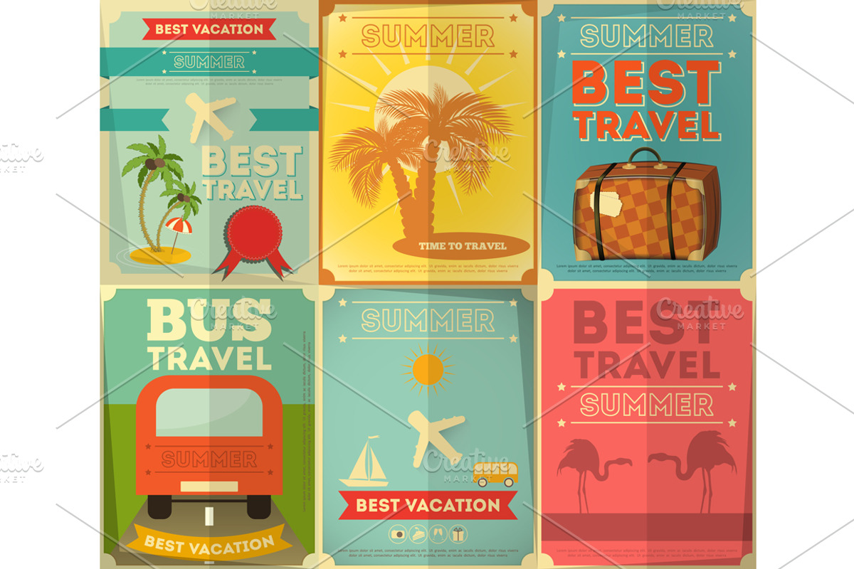 Travel Posters Set, a Transportation Illustration by ELFIVETROV DESIGN