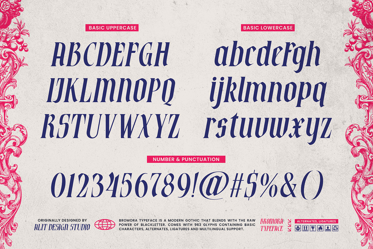 Bromora Typeface, a Blackletter Font by alit design