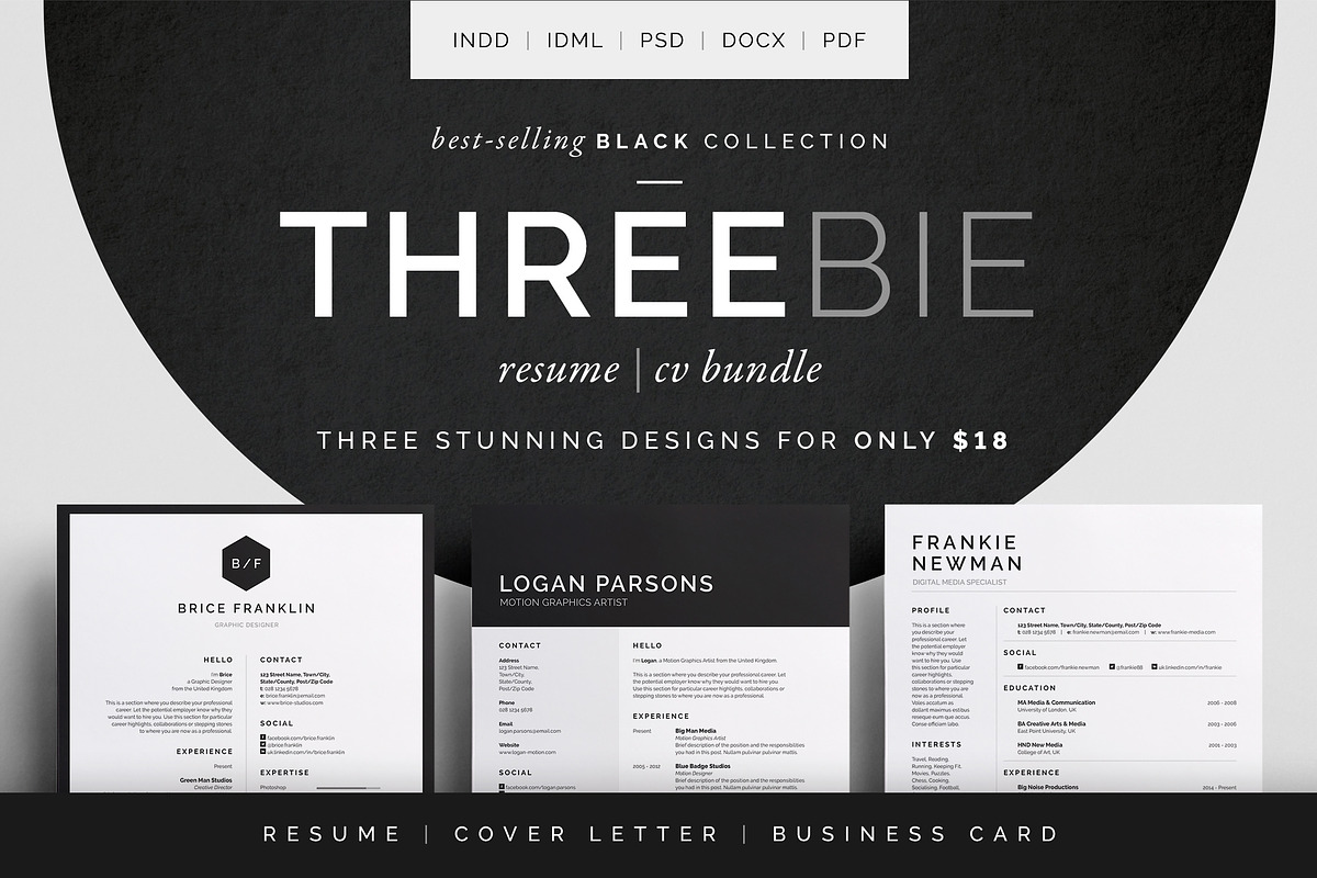 Resume/CV - Threebie Bundle 3, a Resume Template by bilmaw creative