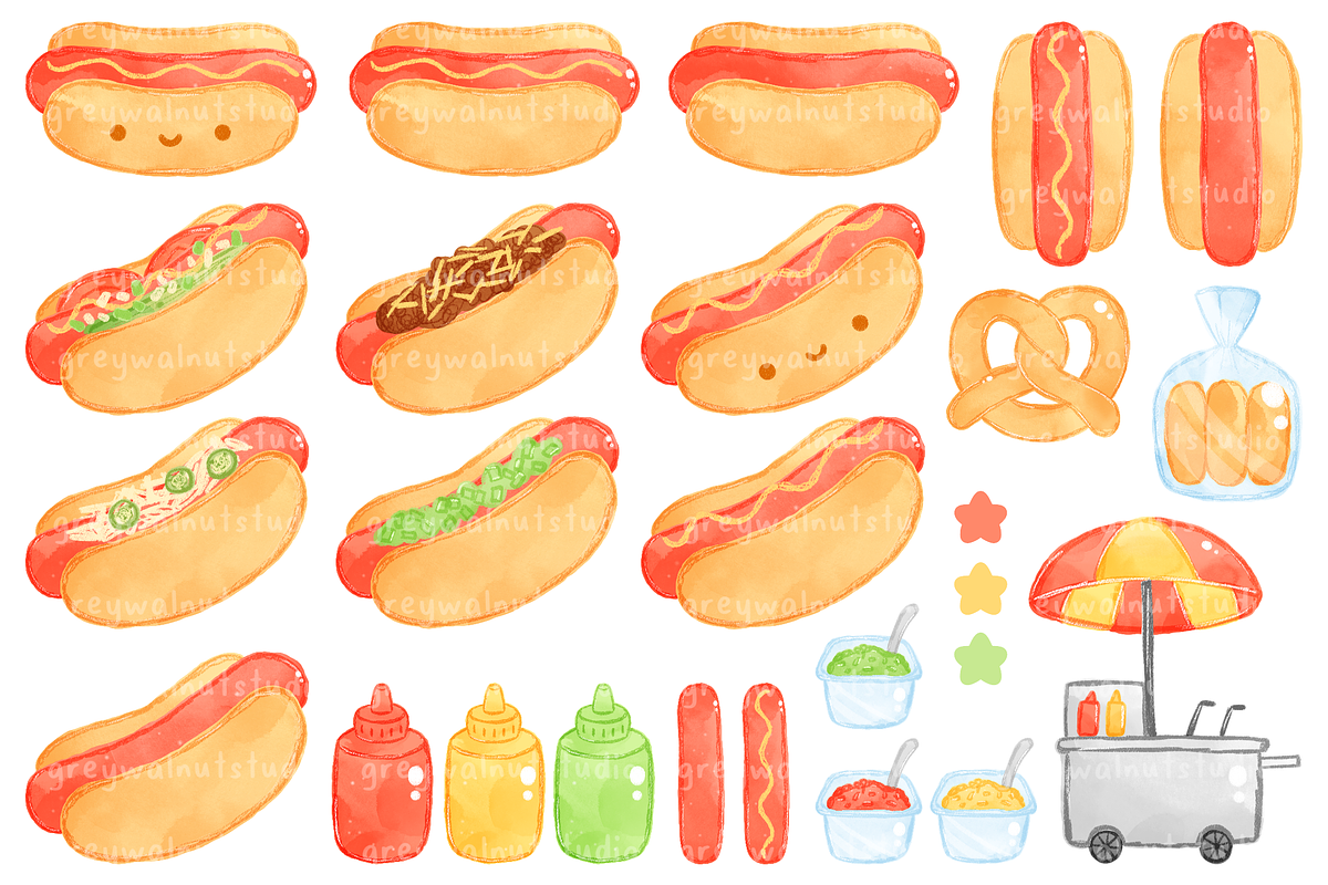 Hot Dog Stand Clipart, an Education Illustration by greywalnutstudio