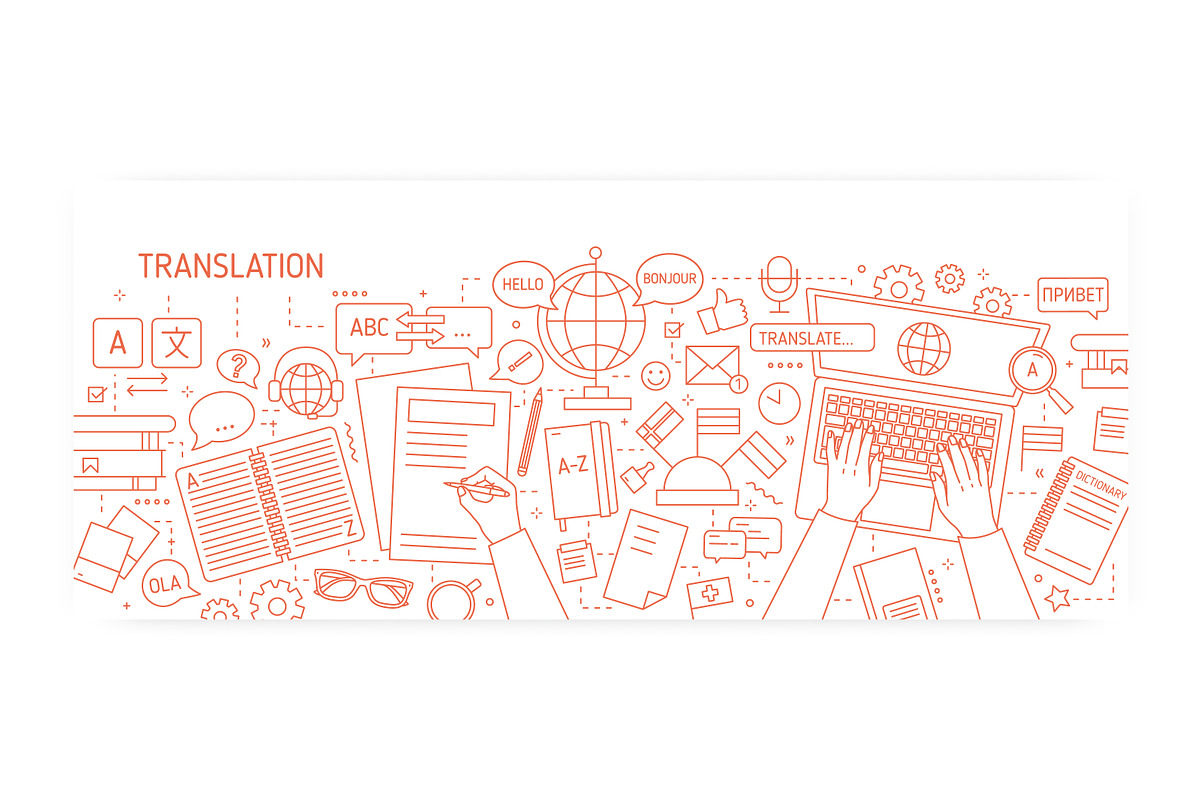 Translation lineart banners, a Technology Illustration by Good Studio