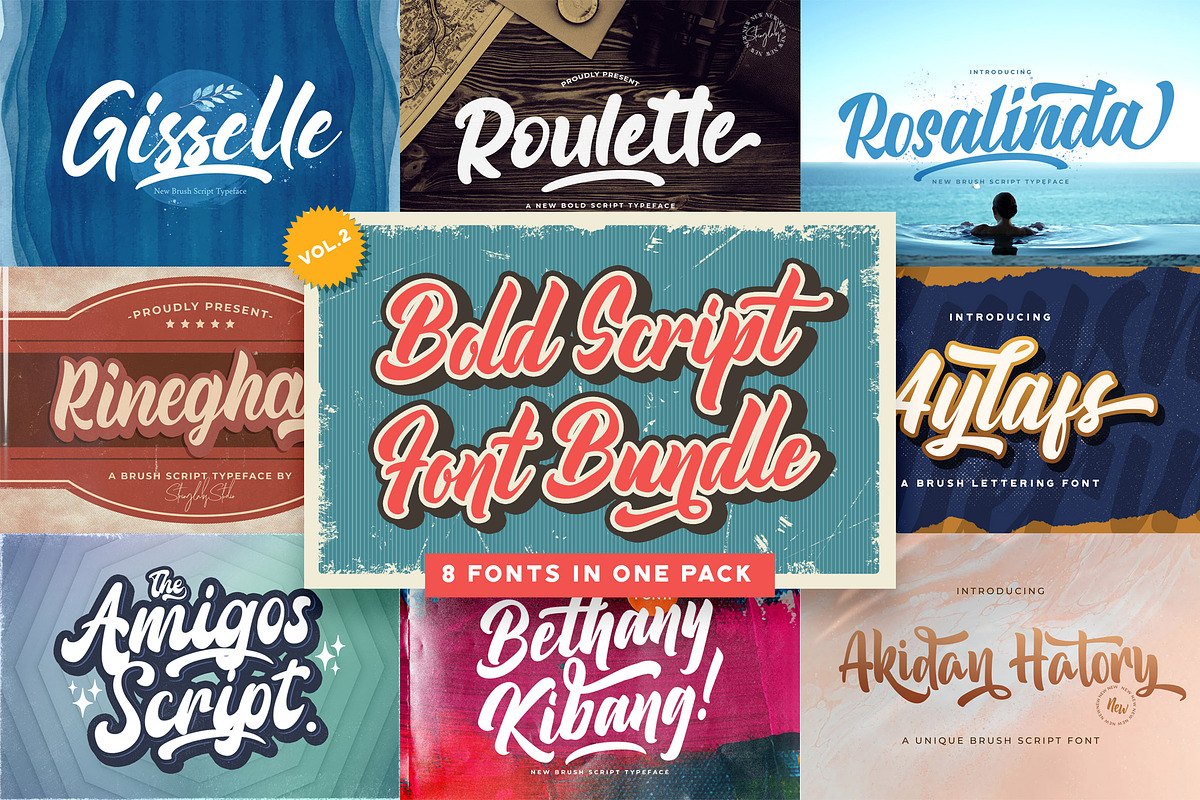 Bold Script Font Bundle Vol 2, a Script Font by StringLabs