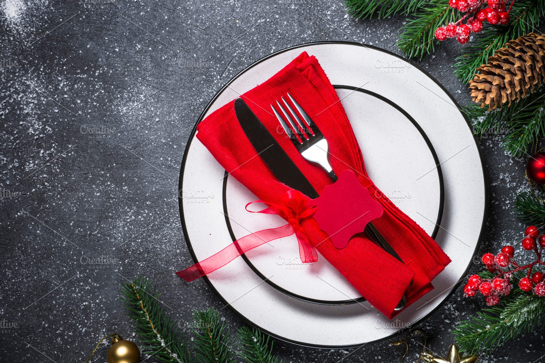 Christmas table setting plate stock photo containing christmas and ...