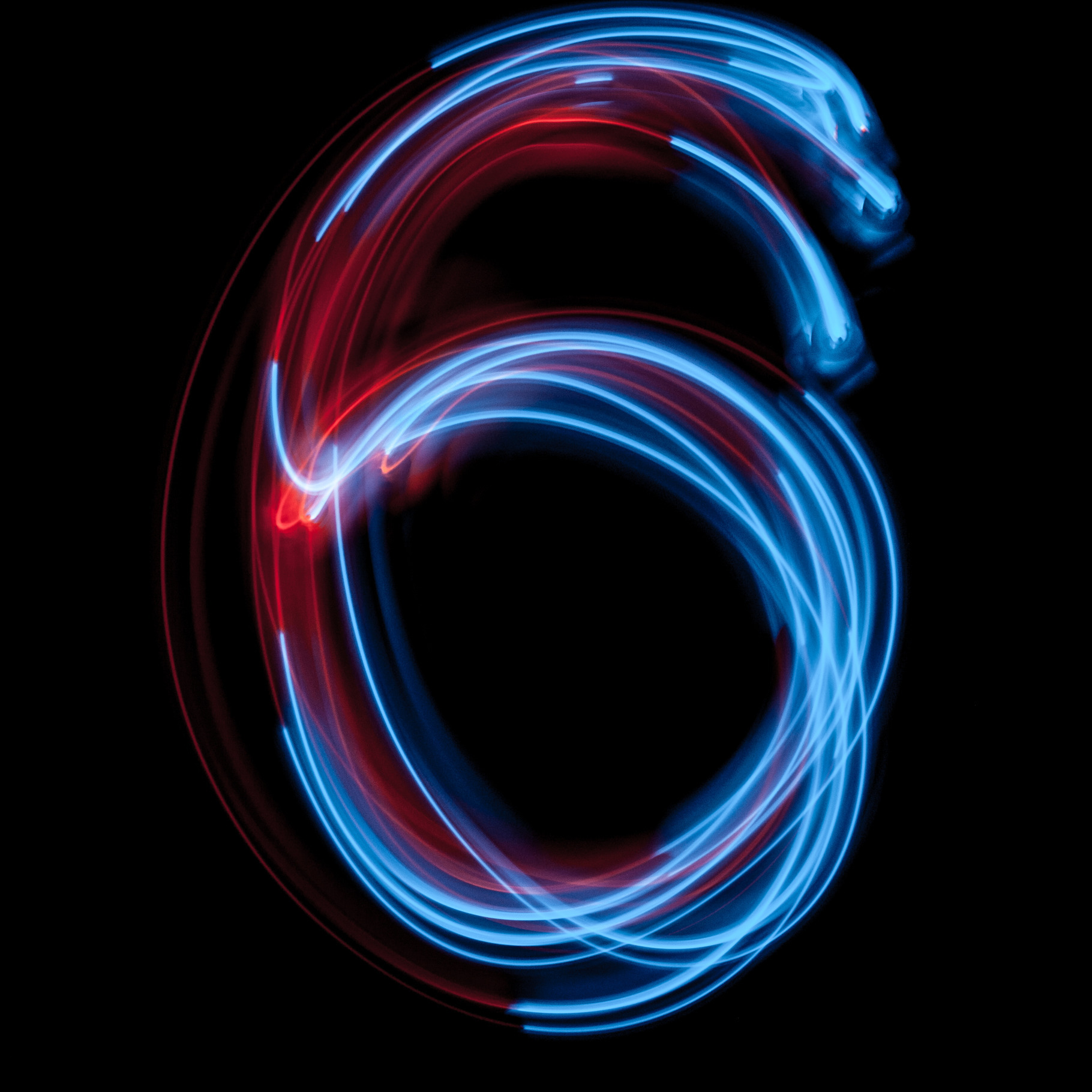 The neon number 6, blue light image | Holiday Stock Photos ~ Creative ...