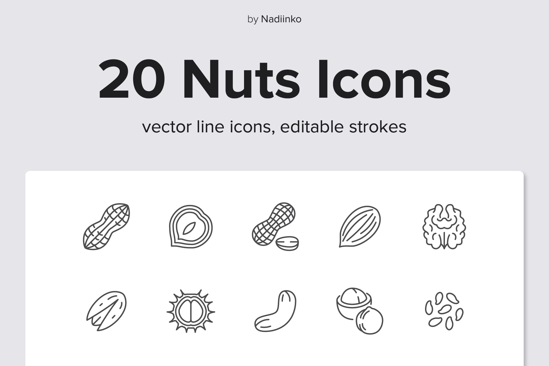 Nuts Line Icons, an Outline Icon by Nadiinko
