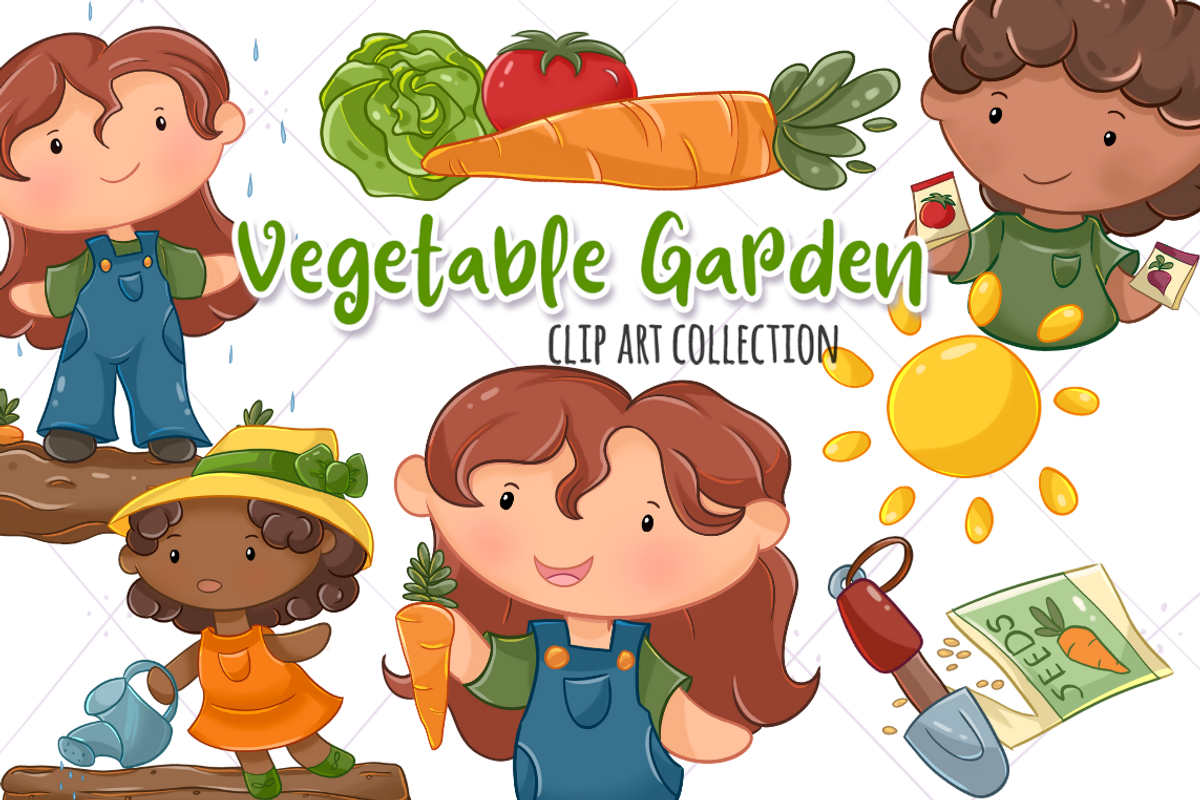 Cute Kids Vegetable Garden Clip Art, a Food Illustration by Keepin' It ...