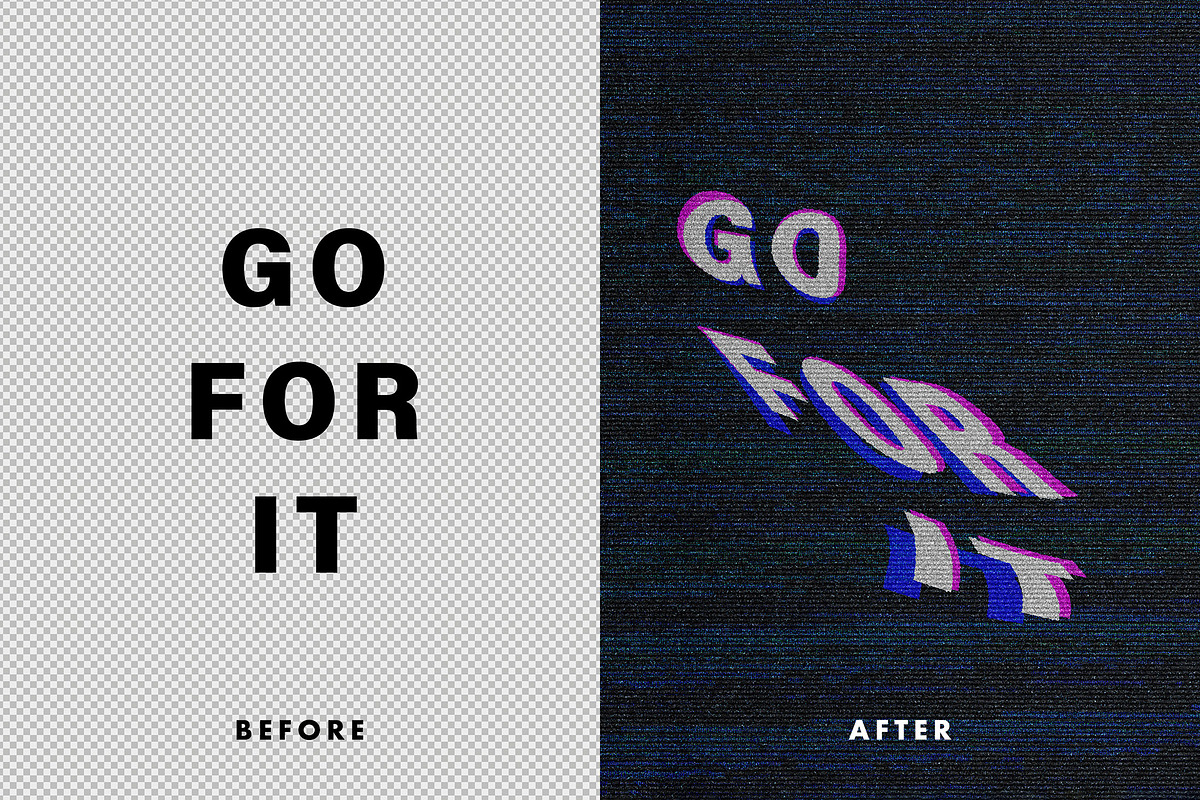Flowing Color Glitch: Text Effect, a Layer Style Add-On by Design Squad