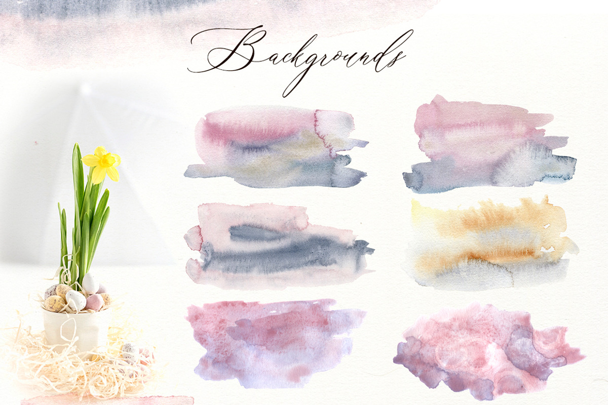 Happy Easter. Watercolor bundle