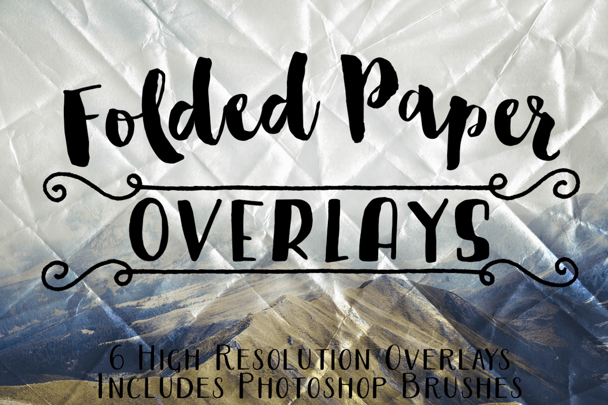 Folded Paper Overlays & PS Brushes, a Texture Graphic by Clikchic Designs