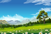Spring landscape, vector background | Icons ~ Creative Market