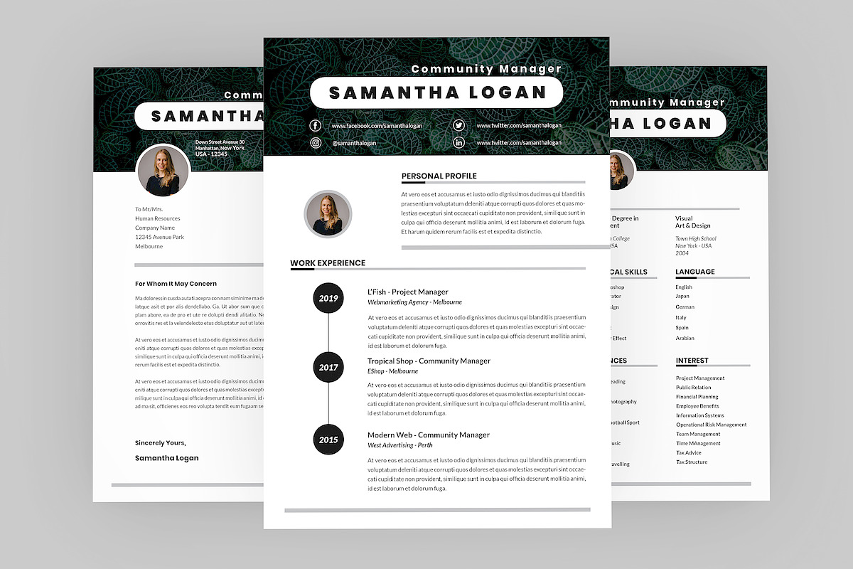 Community Manager Resume Designer, a Resume Template by AQR Studio