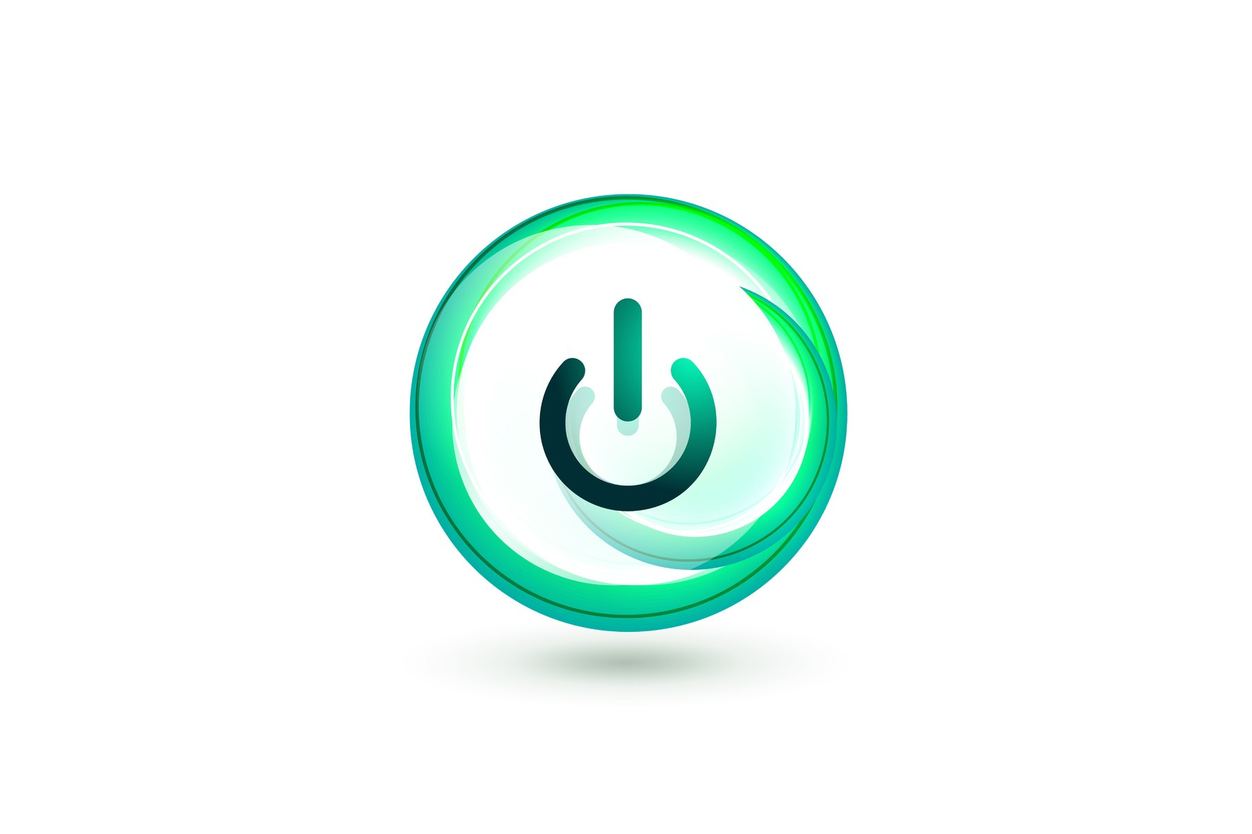 Glass transparent effect power start button, on off icon, vector UI or ...