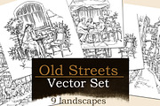 Set of Old Street landscapes, a Texture Illustration by Penndpaper