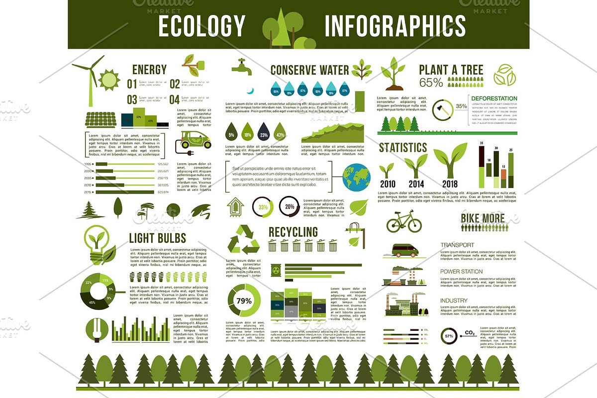 Ecology conservation vector infographics template, an Illustration by ...