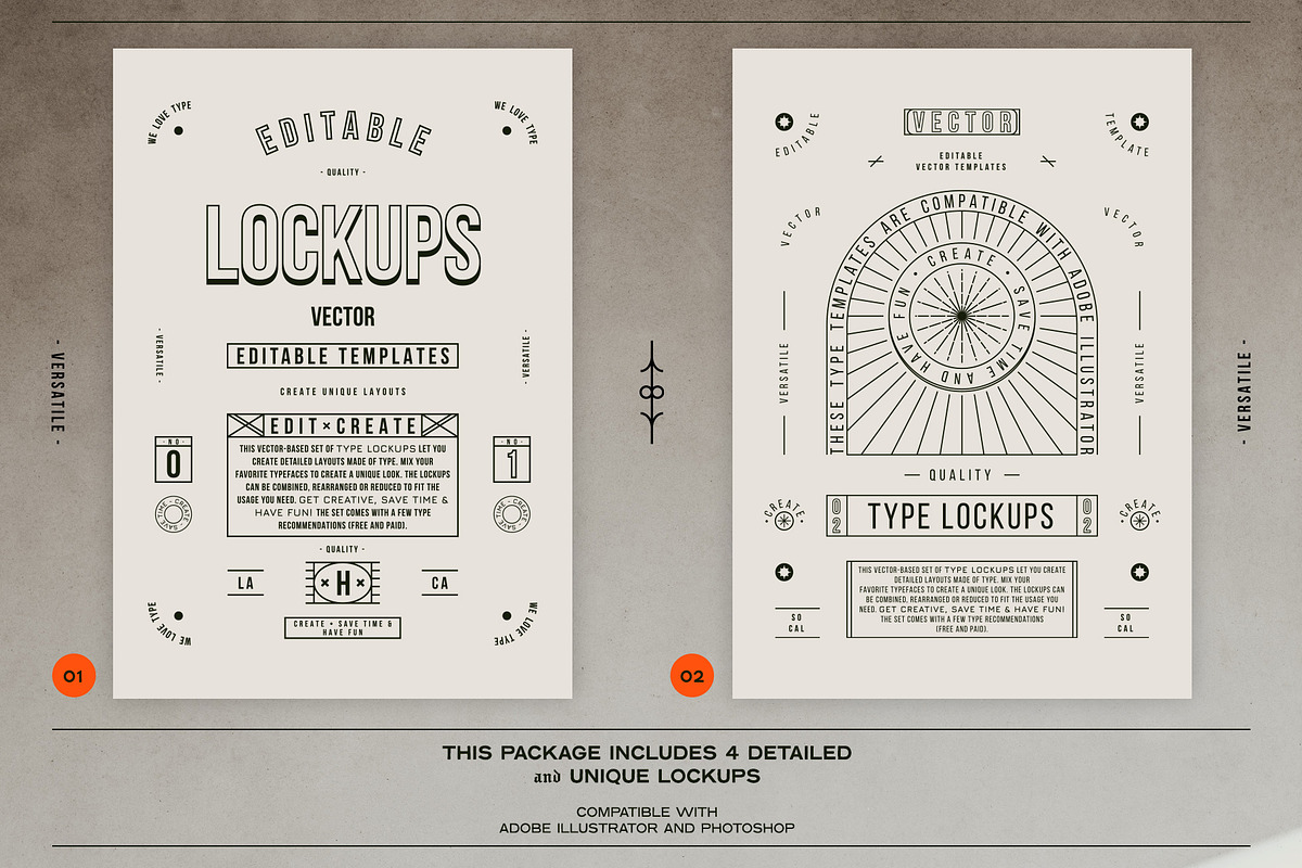 4 Editable Type Lockups