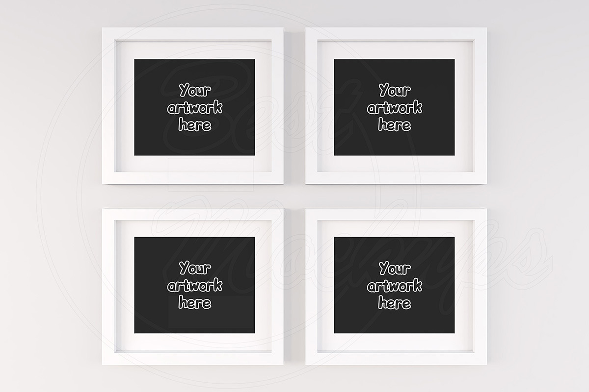 Set of 4 poster frame mock-up 8x10, a Print Template by BestMockups