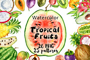 Watercolor tropical fruits clipart, a Food Illustration by Evgeniia ...