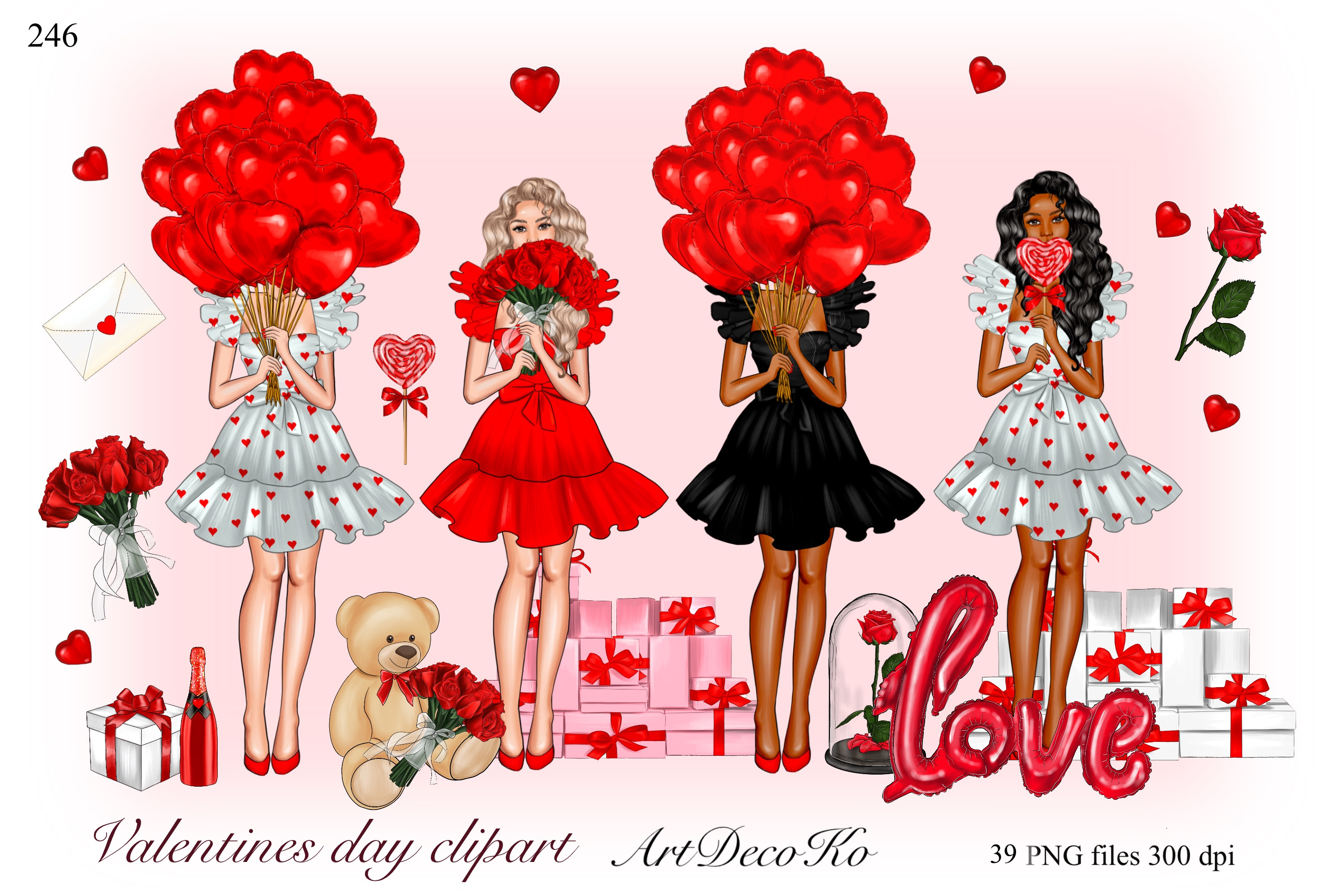 Valentines day clipart, an Illustration by DekoArt | Creative Market