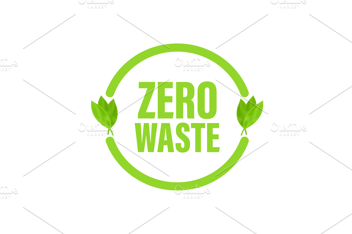 Green zero waste sign. Vector logo, an Illustration by DG-Market ...