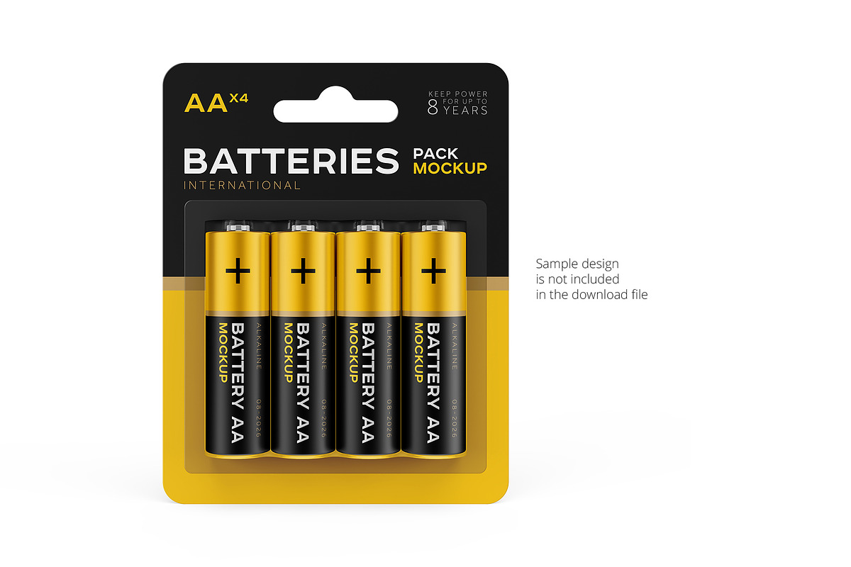 Battery AA. 3in1 Mockup, a Packaging Mockup by easymock
