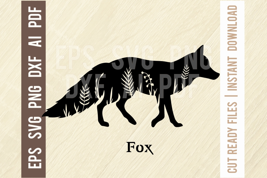 Fox - Floral Animals - Cut SVG, an Animal Illustration by Digital-Clipart