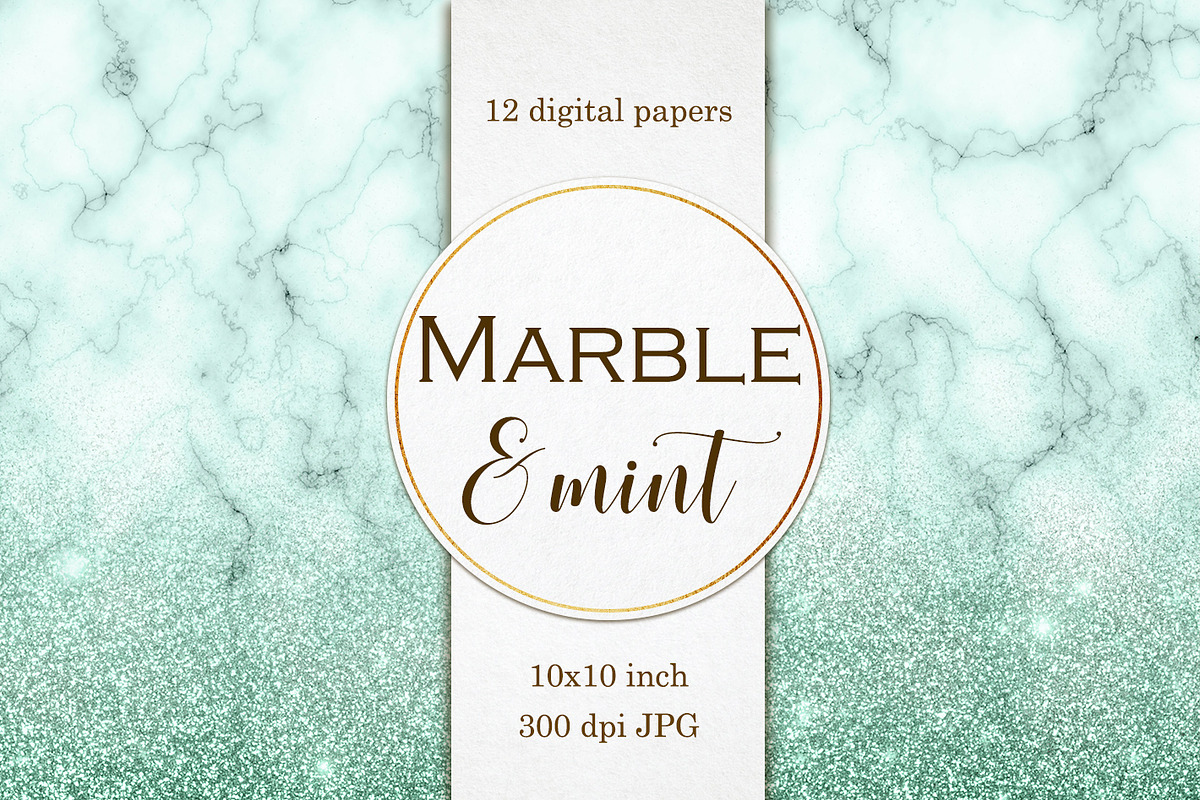 12 Mint marble and glitter papers, a Pattern Graphic by PixelJungle