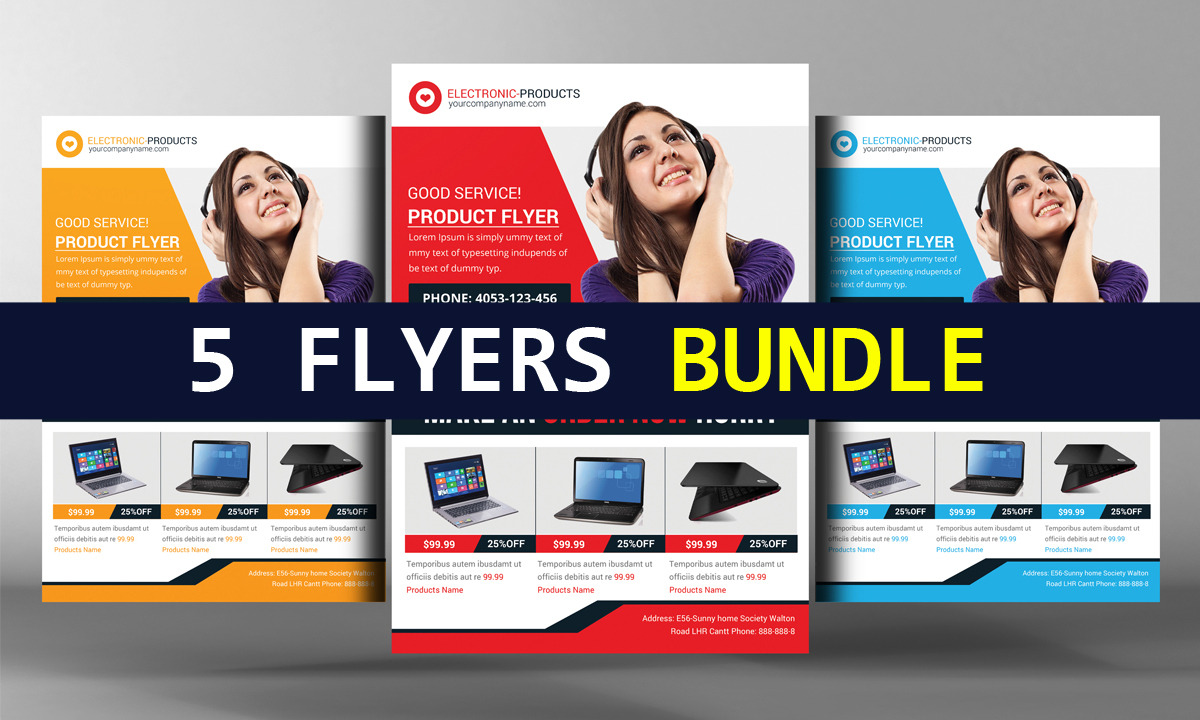 5 Product Promotion Flyers Bundle, a Flyer Template by graphicforest