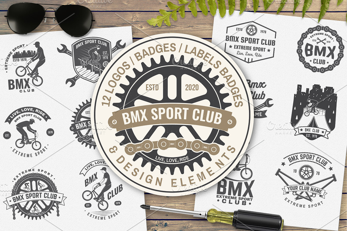 Bmx Sport Club Vintage Collection, a Branding & Logo Template by sivVector
