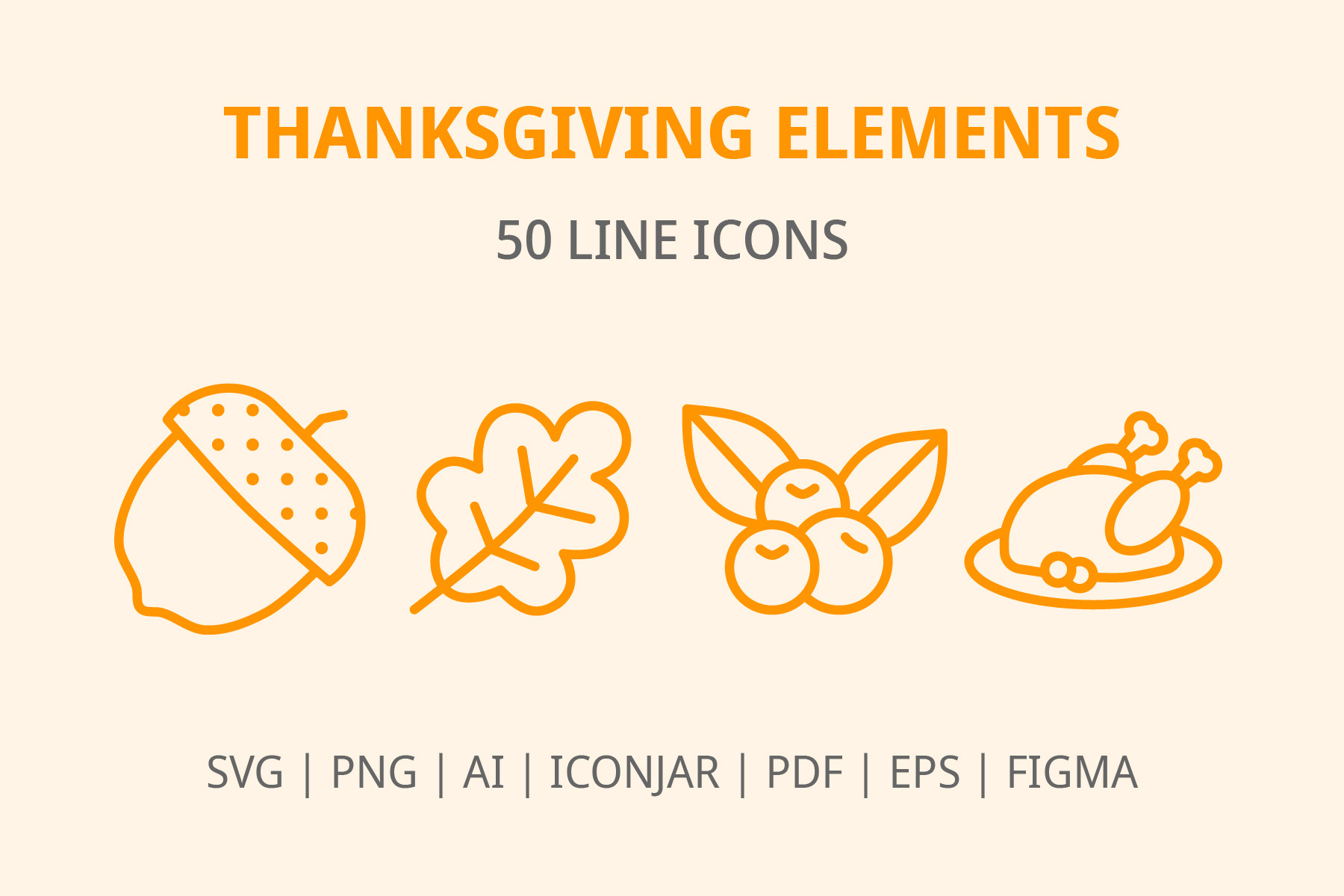 Thanksgiving Day Icons, an Outline Icon by Amogh Design | Creative Market