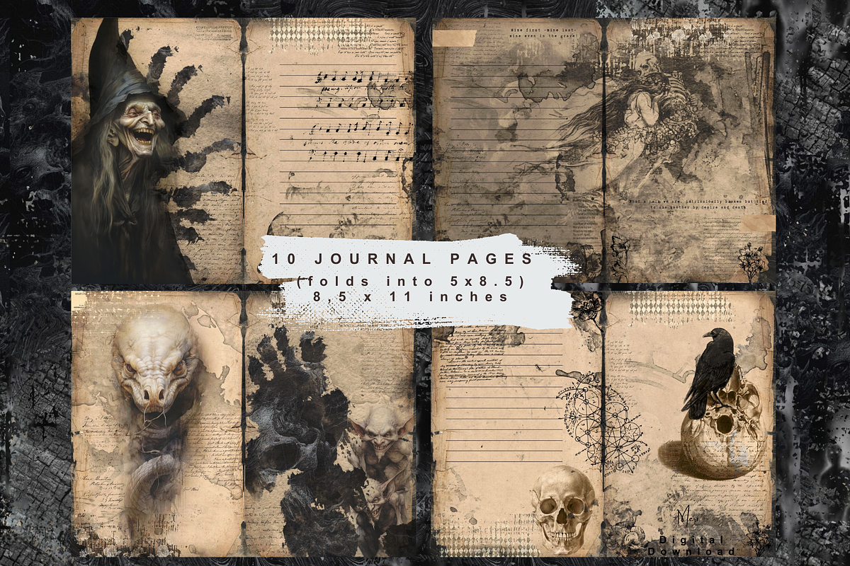 Gothic junk Journal printable Kit, a Decorative Illustration by meribela