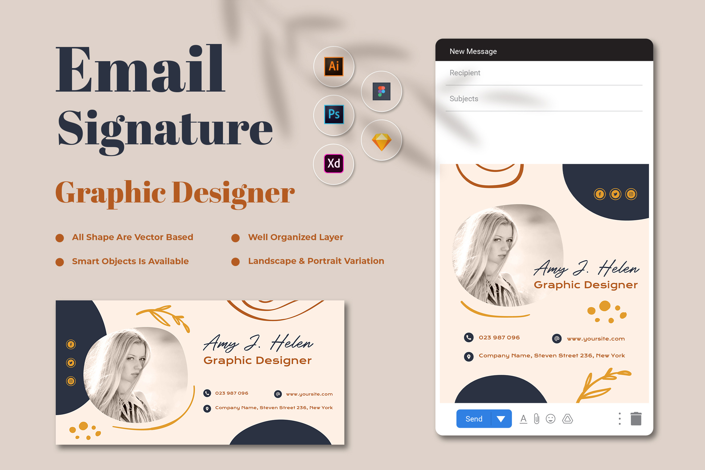 Graphic Designer Email Signature, an Email Template by Rahardi Creative