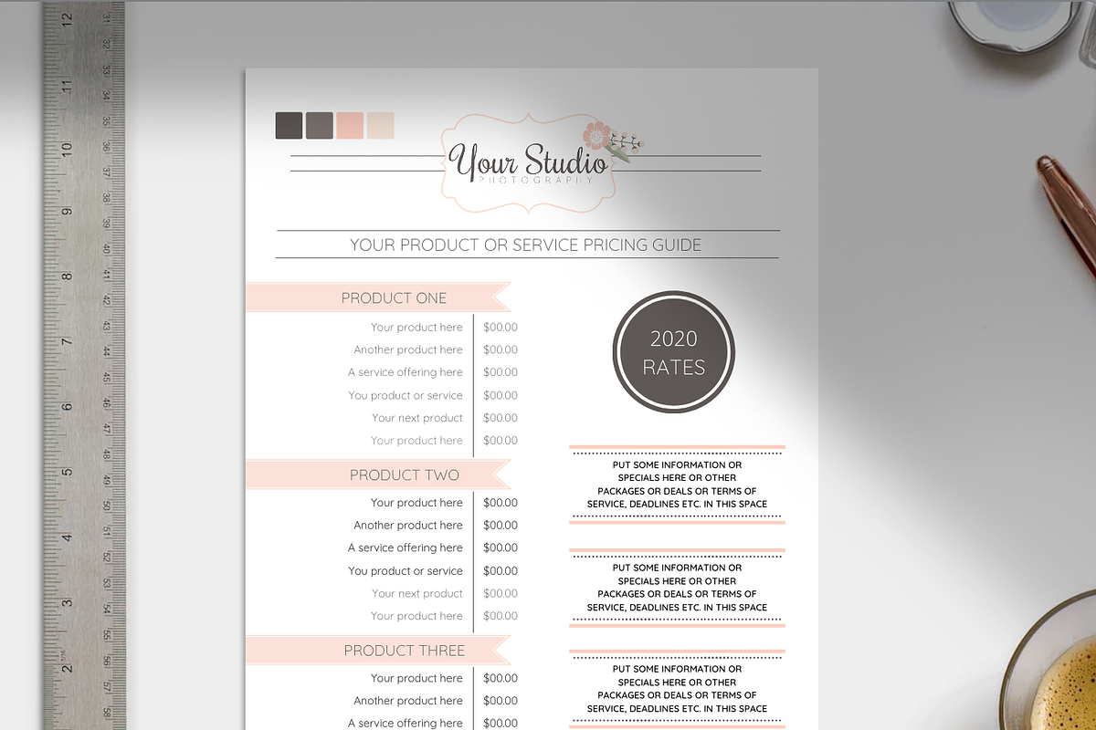 Pricing Guide Template, a Stationery Template by Blissful Pixels