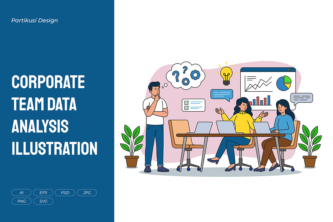 Corporate Team Data Analysis, a Work Illustration by Partikusi Design