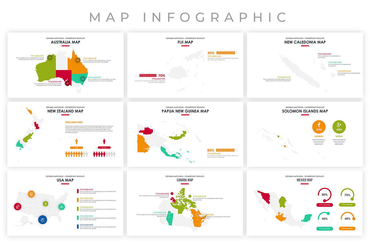 Editable Maps Pack PowerPoint, a Presentation Template by Digitcase x Wealthwells