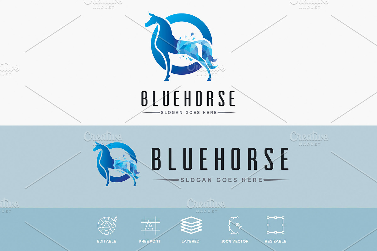 Blue Horse Logo, a Branding & Logo Template by Logokamu | Creative Market