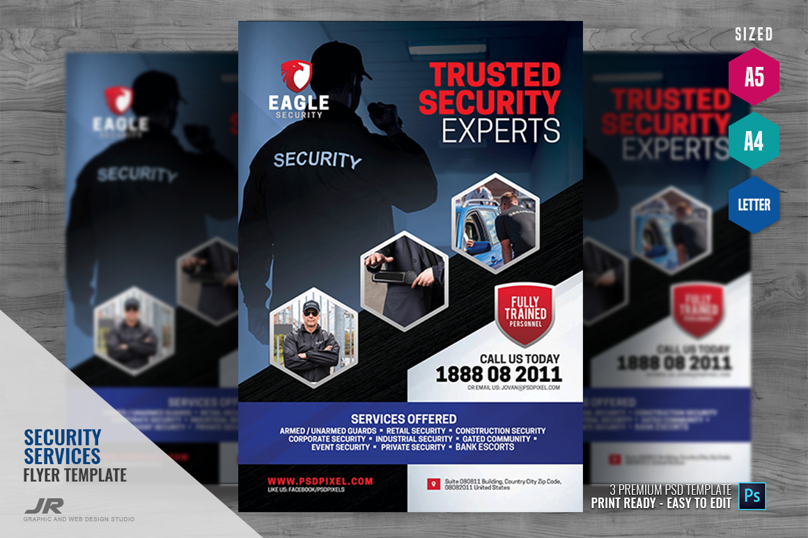 Security Services Company Flyer, a Flyer Template by PSDPixel