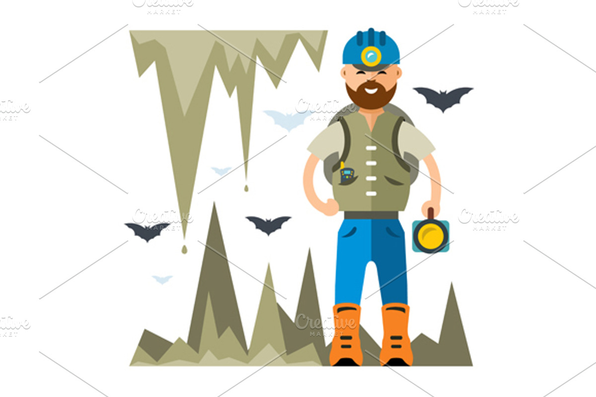 Spelunker, a Person Illustration by Steinar Logo