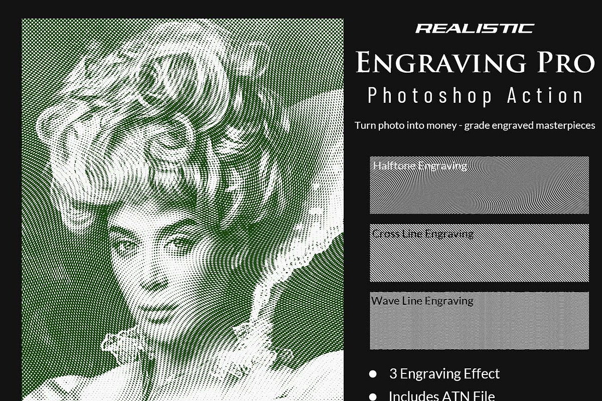 Realistic Engraving Pro Ps Action, an Action Add-On by Studio Retouch